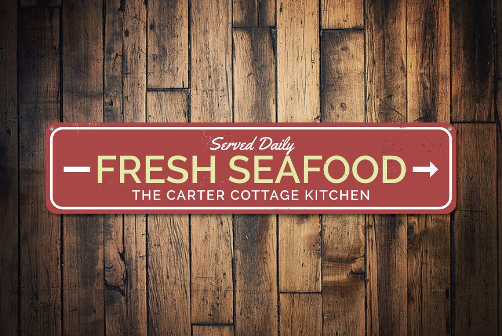Fresh Seafood Arrow Sign Custom Served Daily Family Name | Etsy