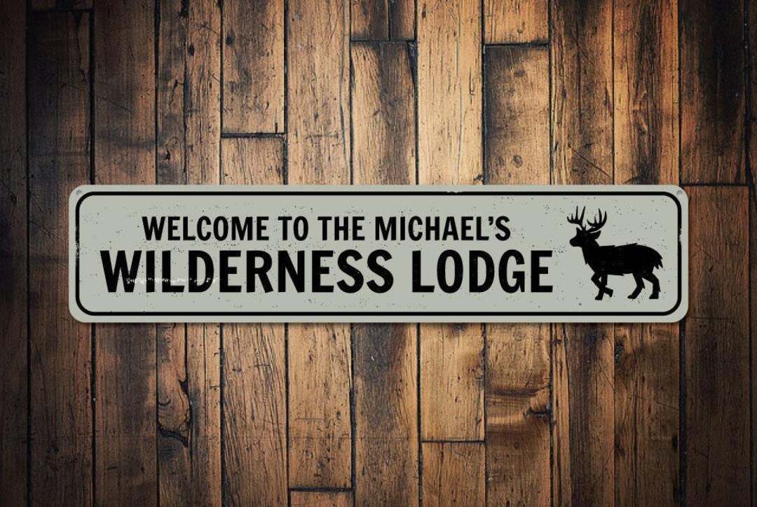 Wilderness Lodge Sign, Personalized Welcome Wild Animals Sign, Custom ...