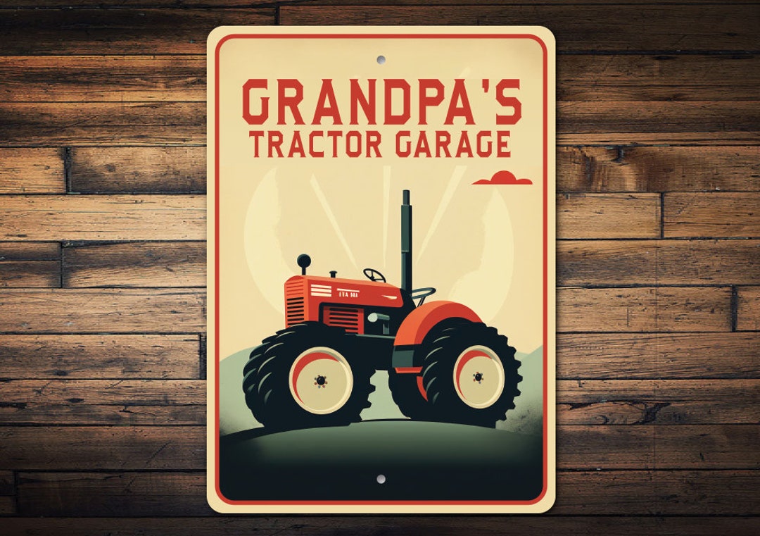 Retro Tractor Garage Sign, Tractor Sign, Custom Farm Decor, Grandpas ...