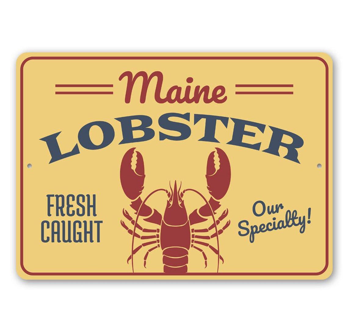 Maine Lobster Sign, Fresh Lobster Sign, Lobster Decor, Maine Sign Decor ...