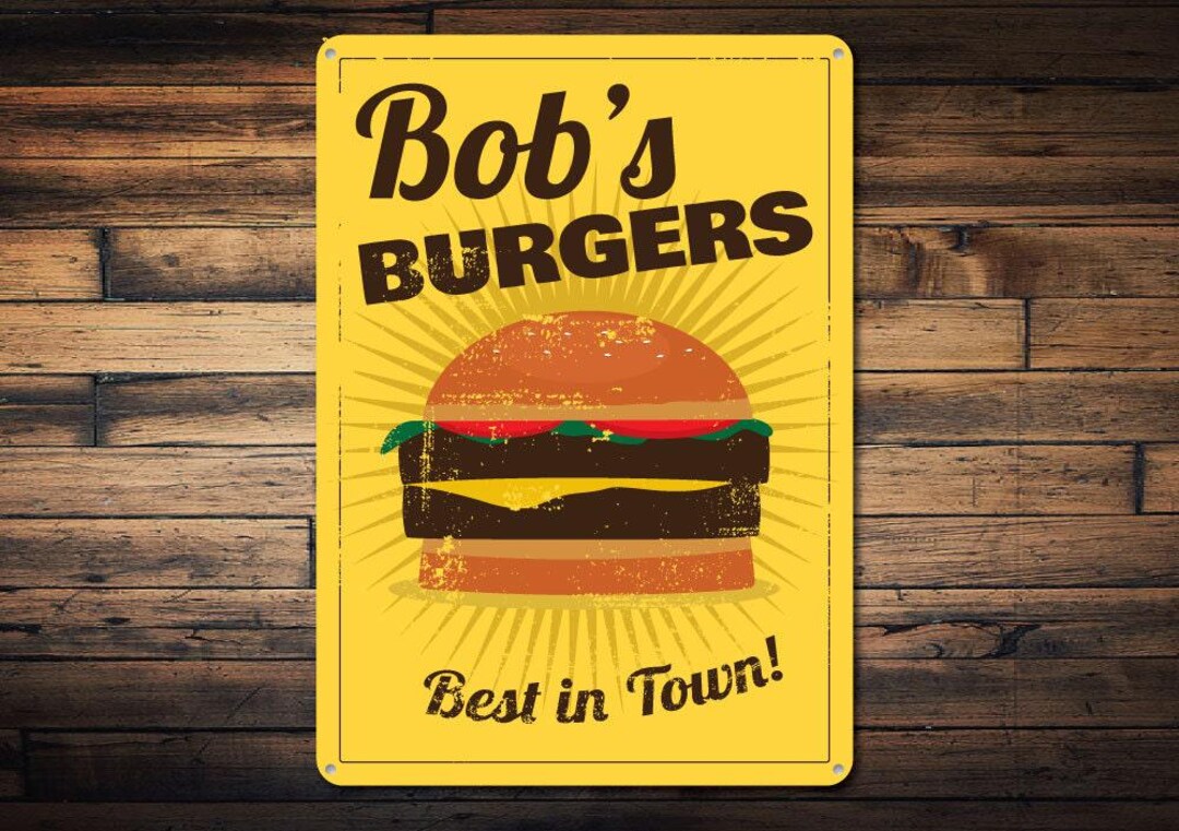 Hamburger Sign, Custom Best Burgers in Town Sign, Kitchen Decor, Food ...