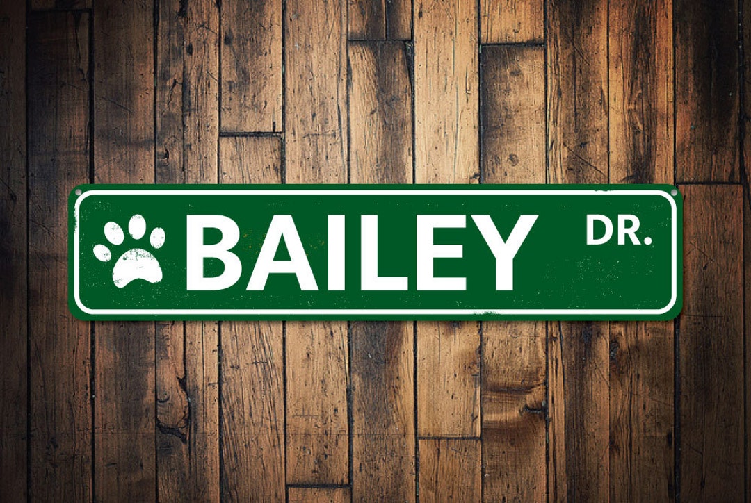 Pet Name Street Sign, Personalized Paw Print Sign, Custom Name Cat Dog ...