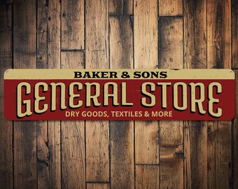 General Store Sign Personalized Dry Goods Textiles & Gifts | Etsy