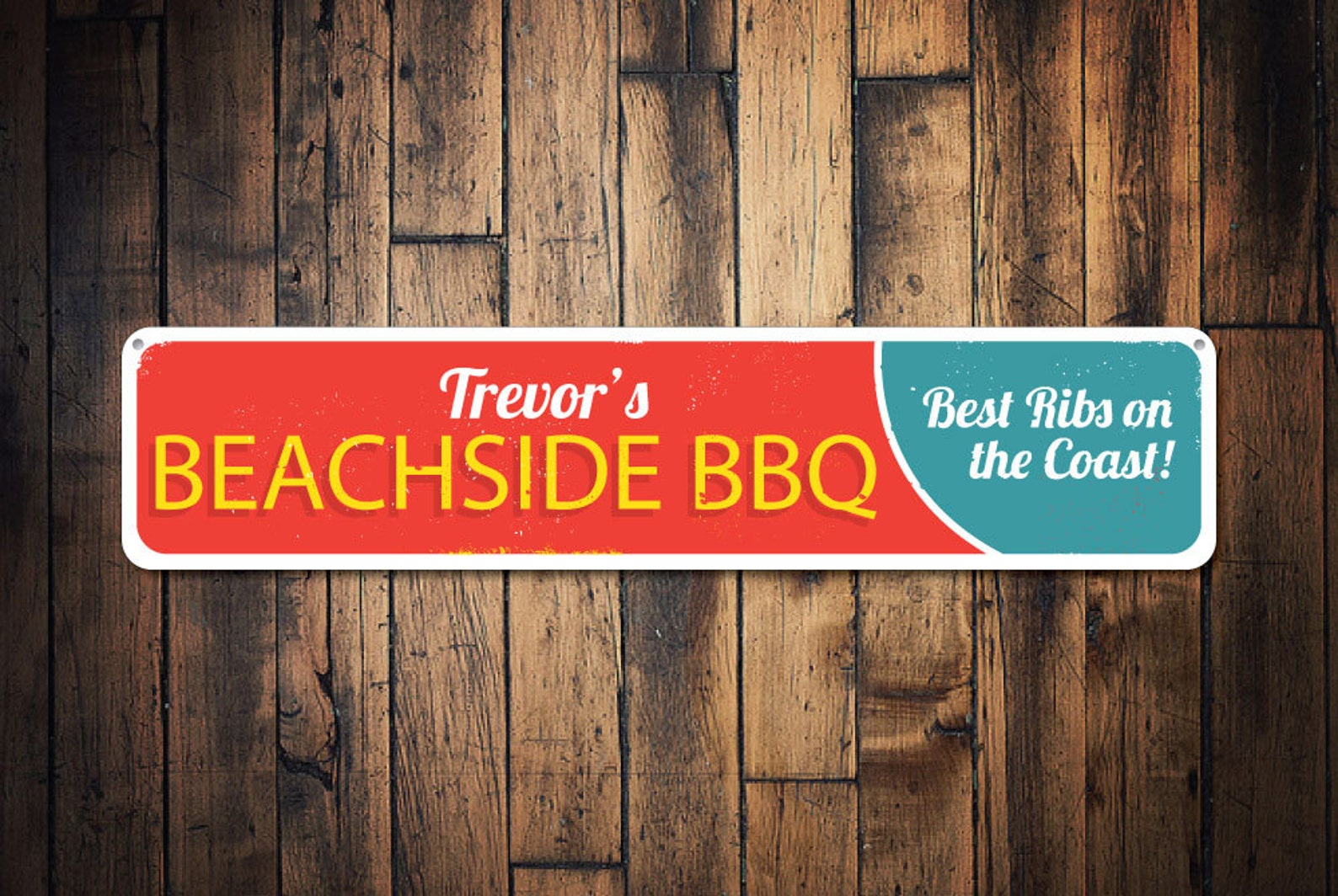 Beachside BBQ Sign Personalized Best Ribs on Coast Sign | Etsy