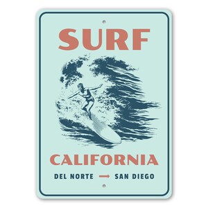 Surf Cali Sign, Retro Surf Location, Surfing Location, Gift for Surfers ...