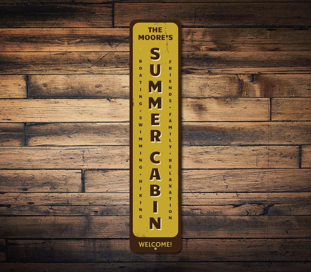 Summer Cabin Sign, Personalized Vertical Family Name Sign, Custom ...