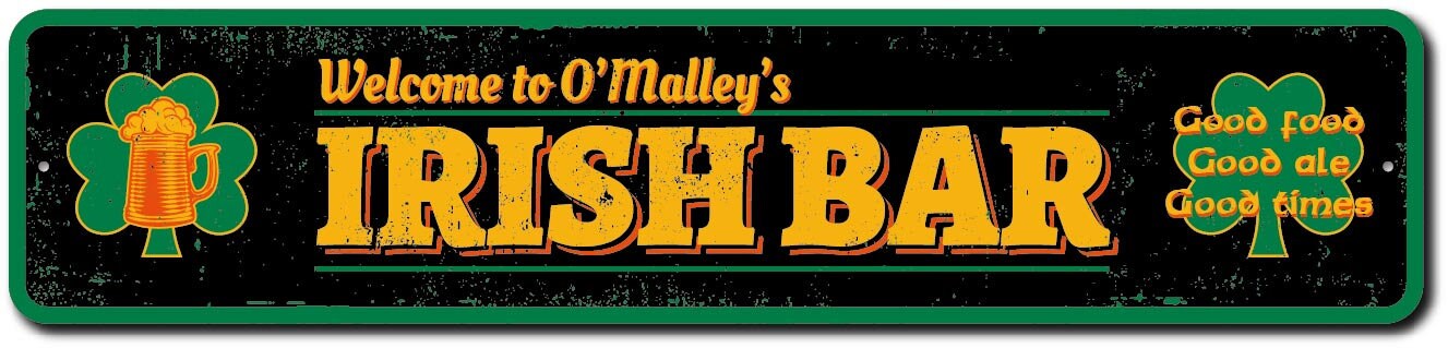 Irish Bar Custom Sign Irish Bar Sign Shamrock Bar Decor | Etsy