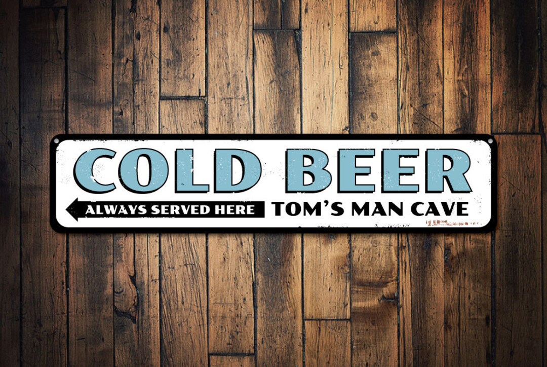 Cold Beer Sign, Personalized Beer Man Cave Sign, Bar Name Sign, Metal ...