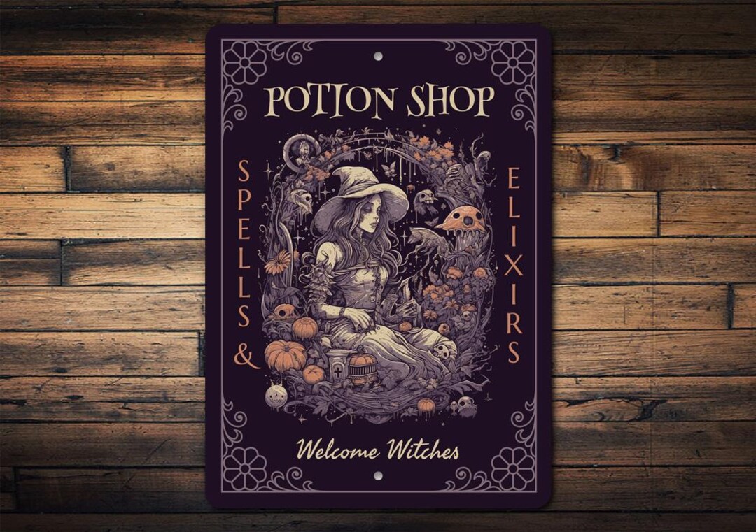 Potion Shop Sign, Welcome Witches Sign, Halloween Witch Sign ...