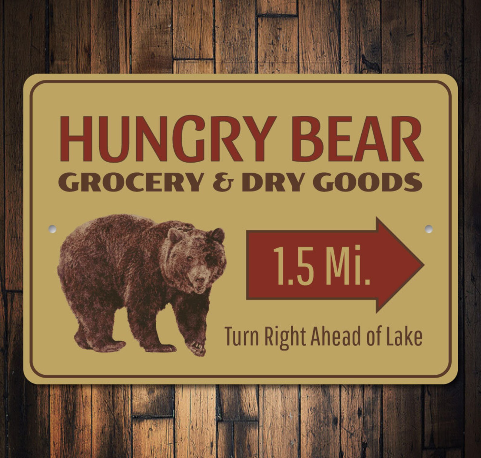 Hungry Bear Sign Lodge Grocery Sign Lodge Bear Sign Bear - Etsy