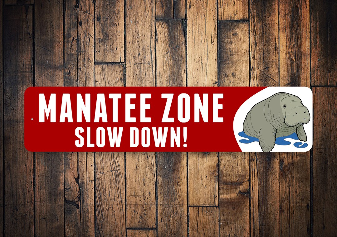 Manatee Zone Sign, Custom Manatee Sign, Cute Manatee Gift, Manatee Zone ...