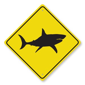 Shark Crossing Sign, Shark Caution Sign, Caution Sign, Beach Decor ...