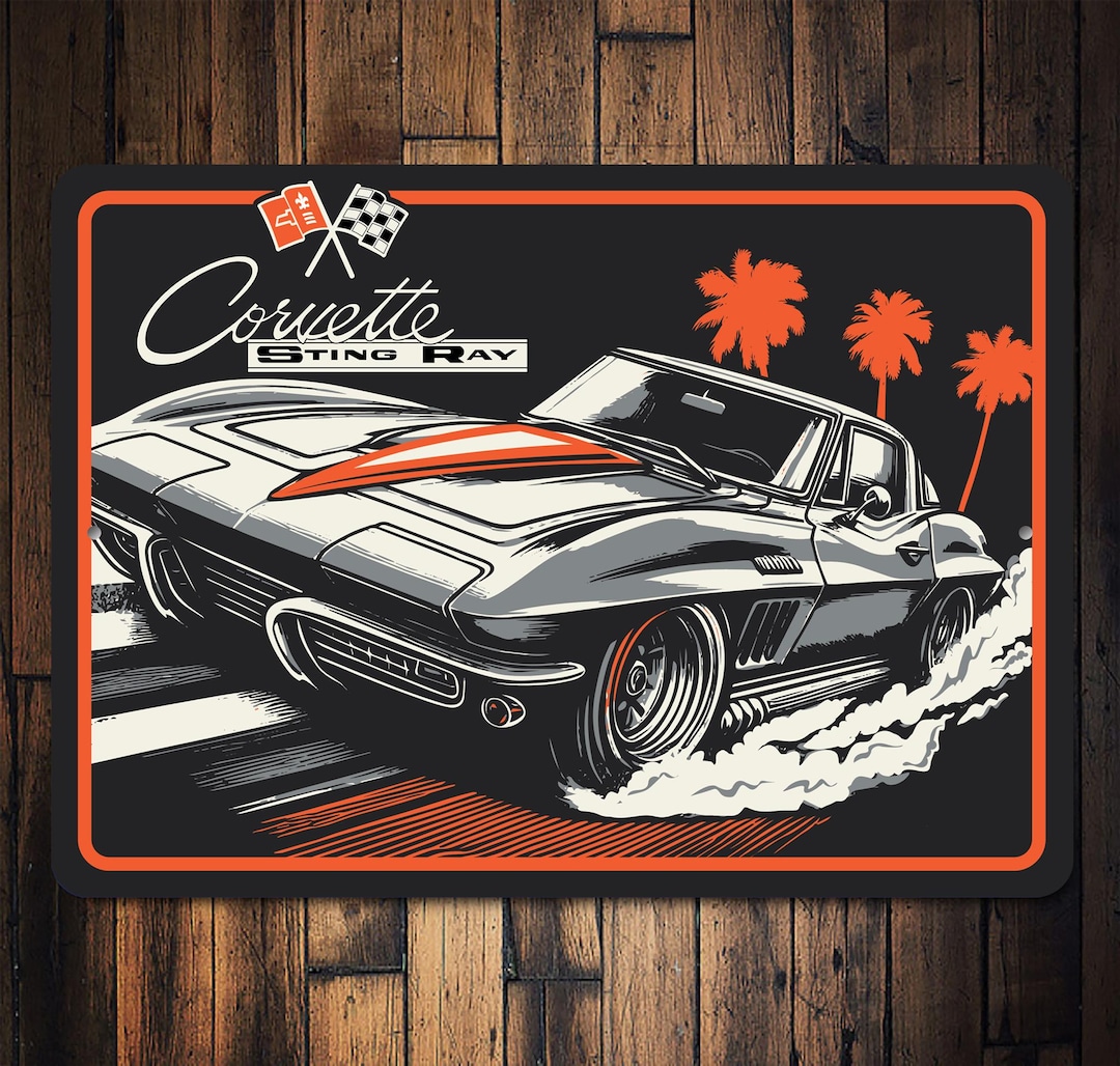 Corvette Stingray Sign, Corvette Wall Decor, Classic Car Sign, Corvette ...