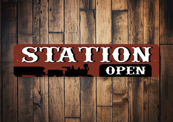 Station Open Sign Train Station Train Room Sign Train - Etsy