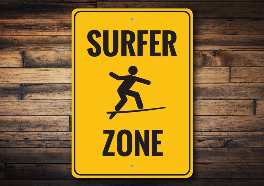 Surfing Zone Sign, Surf Zone Sign, Surfing Lovers, Ocean Decor, Surfer ...