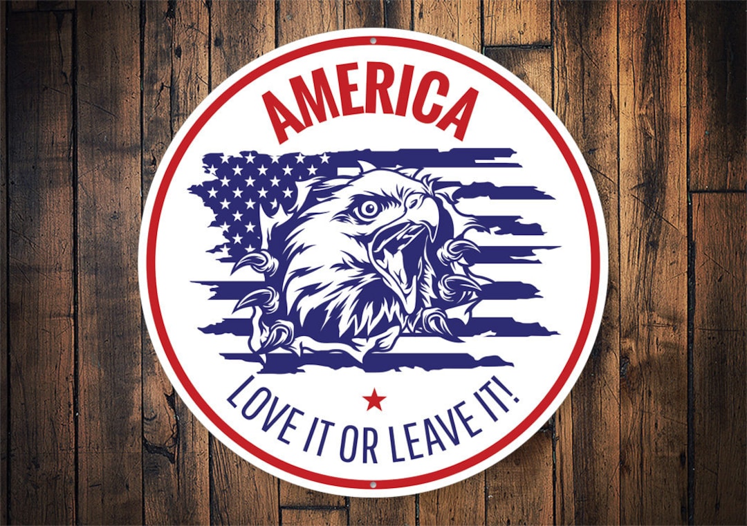 America Love It or Leave It Sign, Patriotic Sign, Patriotic Wreath ...