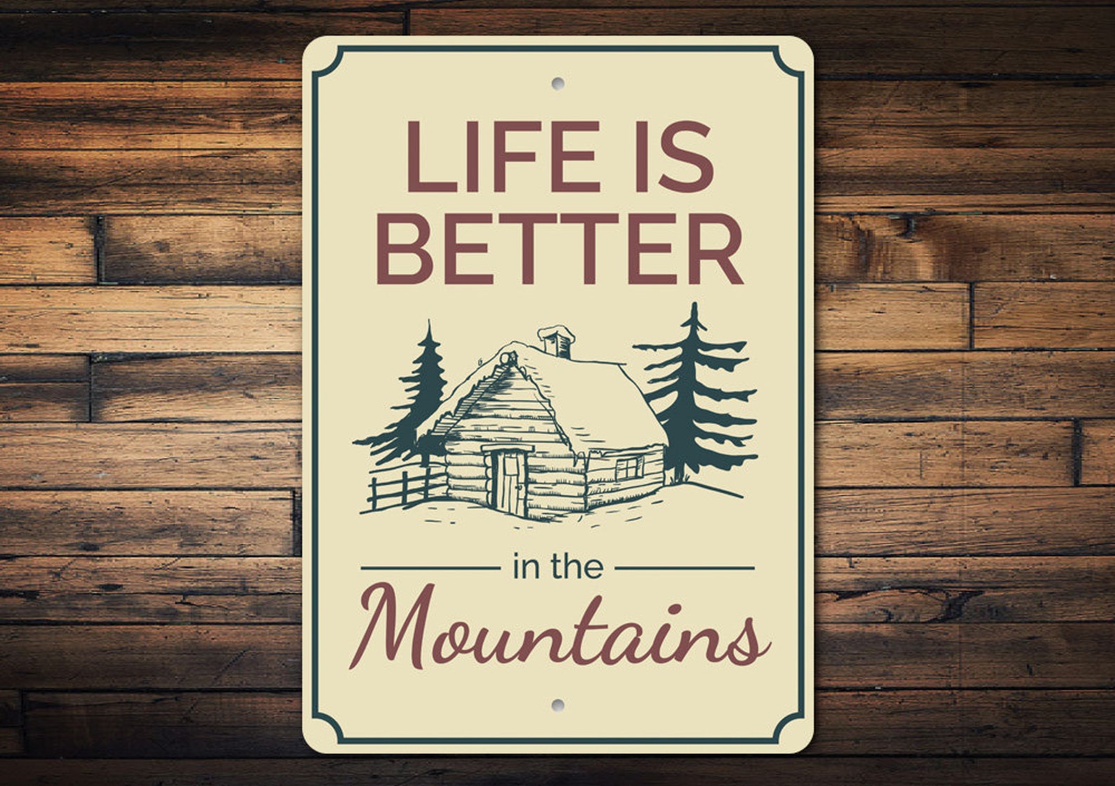 Mountain Living Sign Cabin Life Decor Fishing Cabin Decor - Etsy