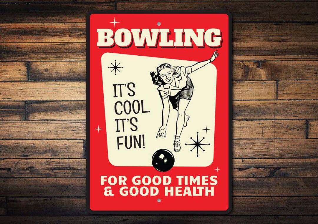 Vintage Bowling Sign, Bowling Decor, Bowling Lover, Bowling Room ...