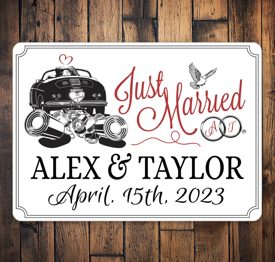 Just Married Sign, Married Couple Sign, Metal Wedding Sign, Married ...