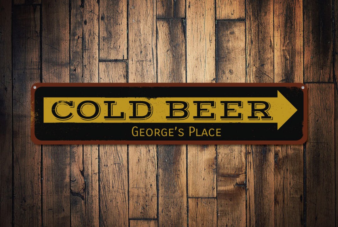 Cold Beer Arrow Sign, Personalized Bartender Name Sign, Custom Bar Name ...