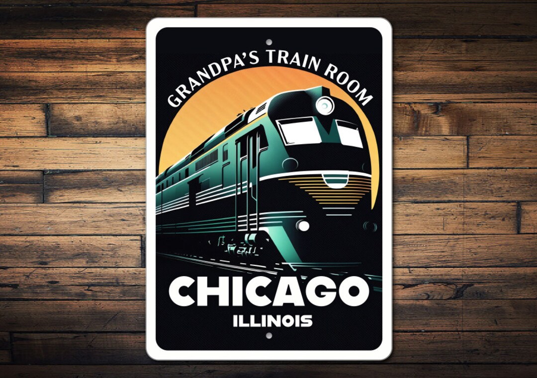 Retro Train Sign, Custom Train Sign, Grandpas Train Room, Train Station ...