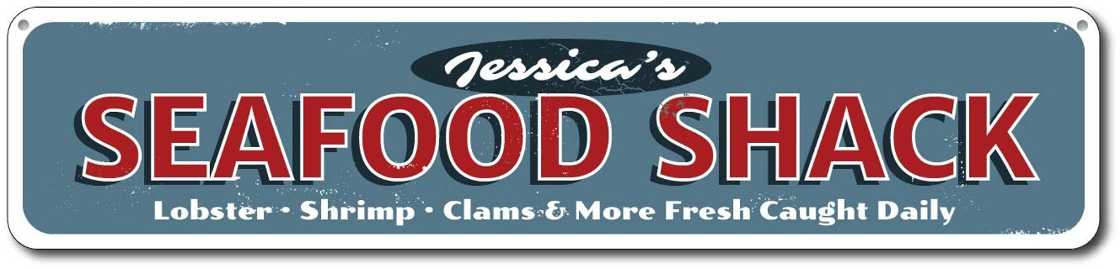 Seafood Shack Sign, Personalized Lobster Shrimp Clams Fresh Caught ...