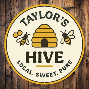 Custom Bee Hive Sign, Personalized Name, Apiary Sign, Beekeeper Gift ...