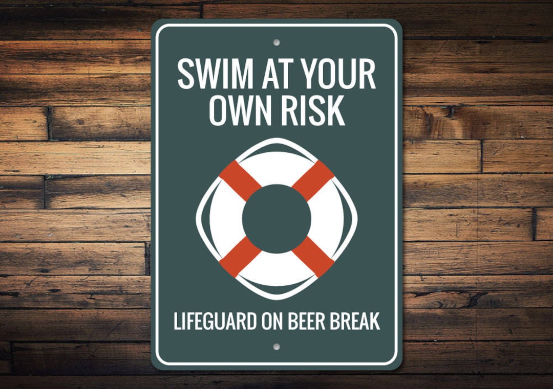 Life Preserver Sign, Swim at Risk Sign, Lifeguard Gift, Lifeguard Sign ...