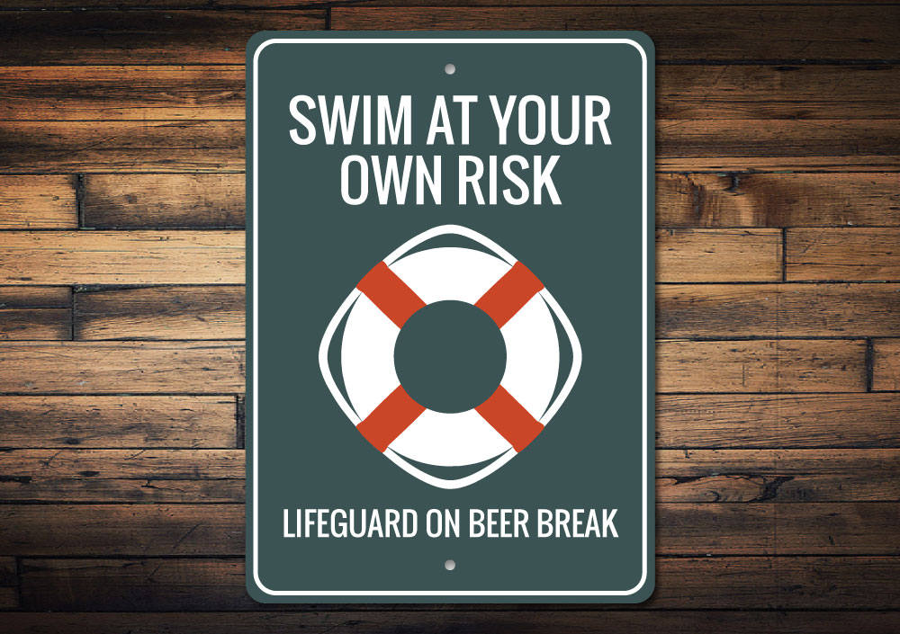 Life Preserver Sign Swim at Risk Sign Lifeguard Gift - Etsy