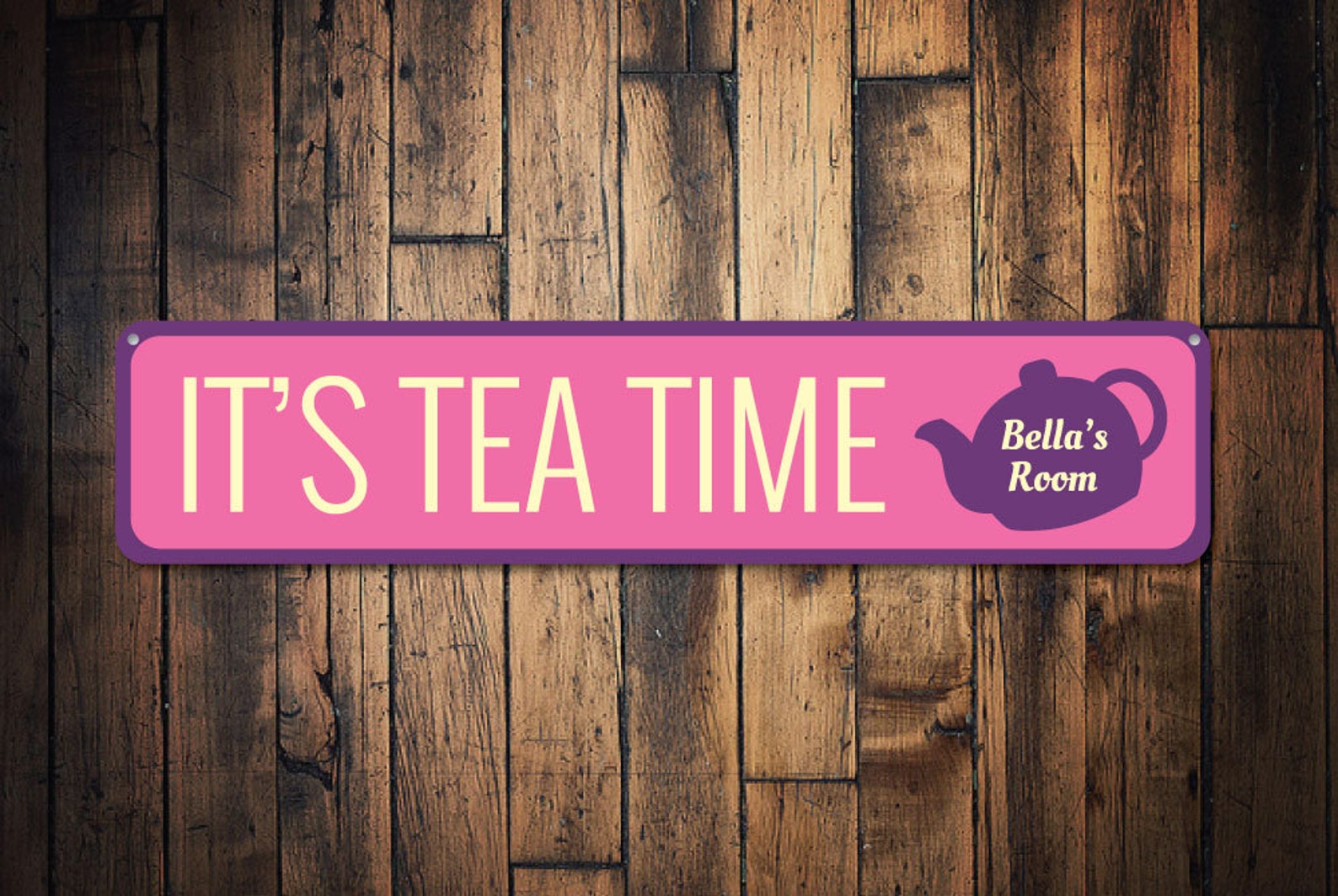 Tea Time Sign Personalized Tea Party Tea Pot Kid Name Bedroom - Etsy