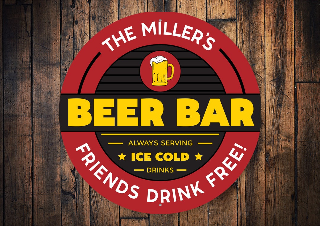 Beer Bar Sign, Round Beer Sign, Custom Beer Bar, Beer Lover Gift, Sign ...