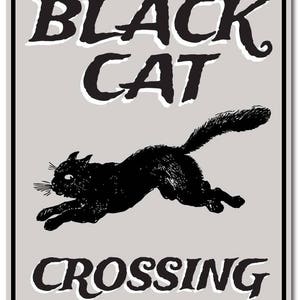 Black Cat Crossing Sign, Black Cat Decor, Black Cat Sign, Halloween Cat ...