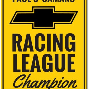 Racing League Sign, Chevy Camaro Sign, Camaro Owner Gift, Custom Camaro ...