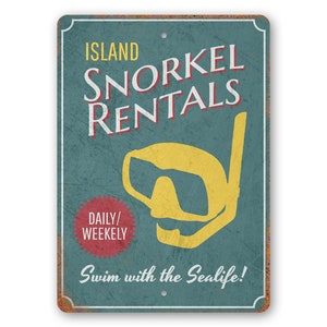 Snorkel Rental Sign, Snorkel Island Sign, Beach Decor, Sign For ...
