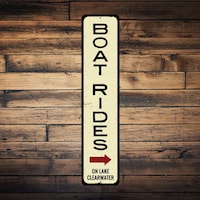 Boat Rides Sign, Personalized Vertical Lake Name Sign, Custom Arrow ...