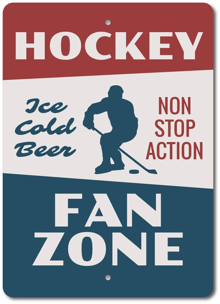 Hockey Fan Zone Sign Hockey Man Cave Sign Hockey Decor | Etsy