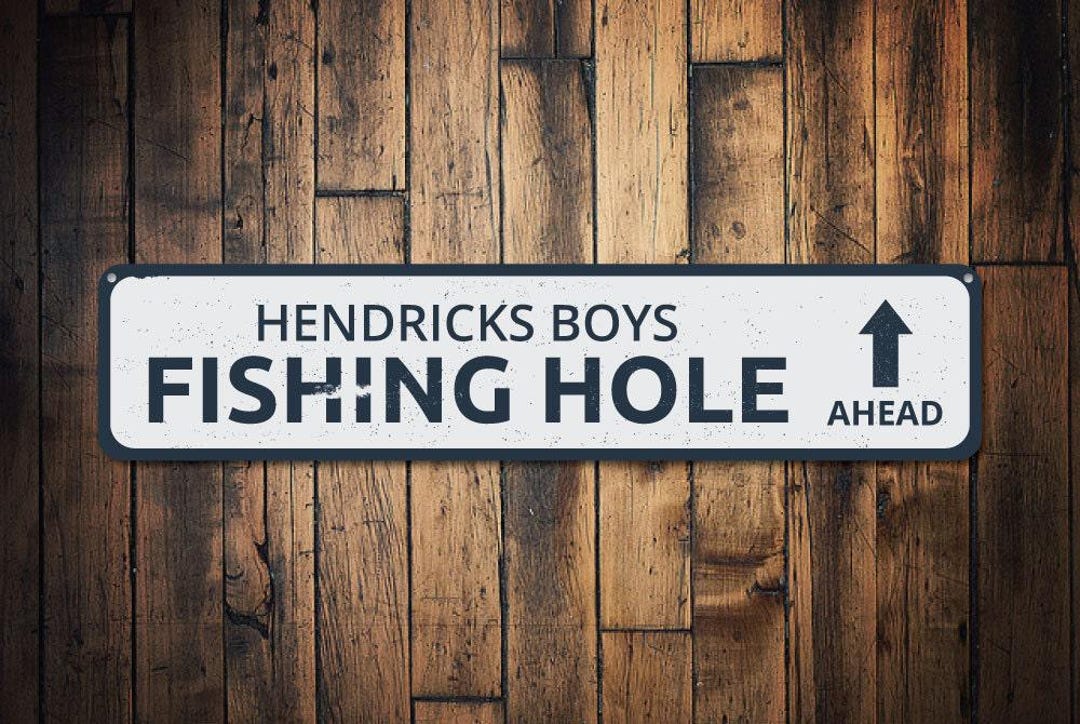Fishing Hole Sign, Personalized Ahead Arrow Sign, Custom Family Name ...