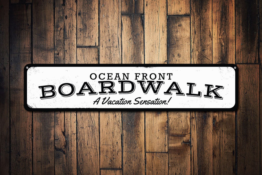 Ocean Front Boardwalk Sign, Personalized Vacation Sensation Sign ...