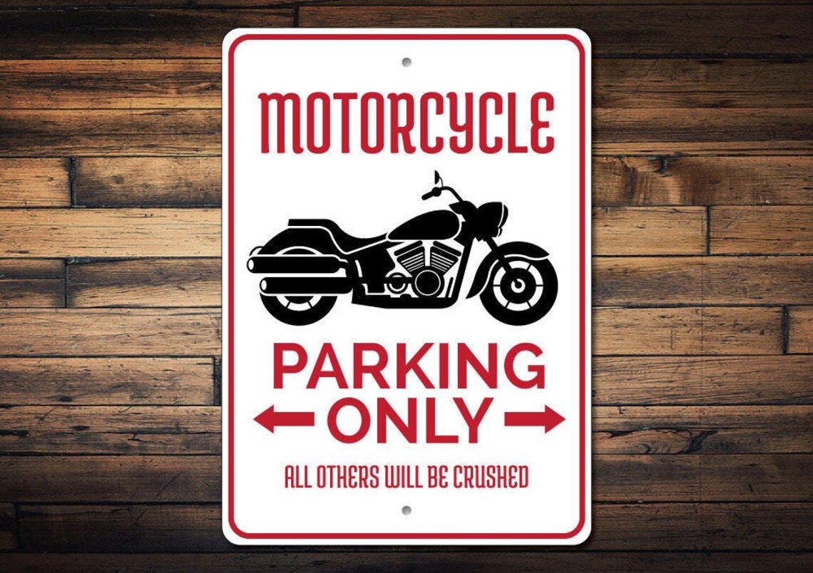 Motorcycle Parking Sign Motorcycle Sign Motorcycle Gift for | Etsy