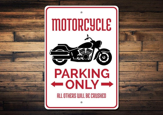 Motorcycle Parking Sign Motorcycle Sign Motorcycle Gift for | Etsy