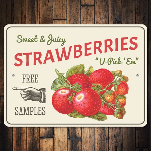 Strawberries Sign Berry Kitchen Decor Strawberry Farm Sign - Etsy