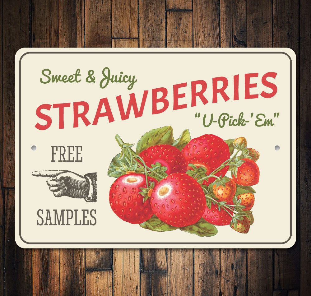 Strawberries Sign Berry Kitchen Decor Strawberry Farm Sign - Etsy