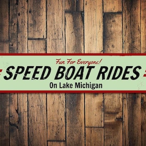 Speed Boat Rides Sign, Personalized Fun for Everyone Sign, Custom Lake ...