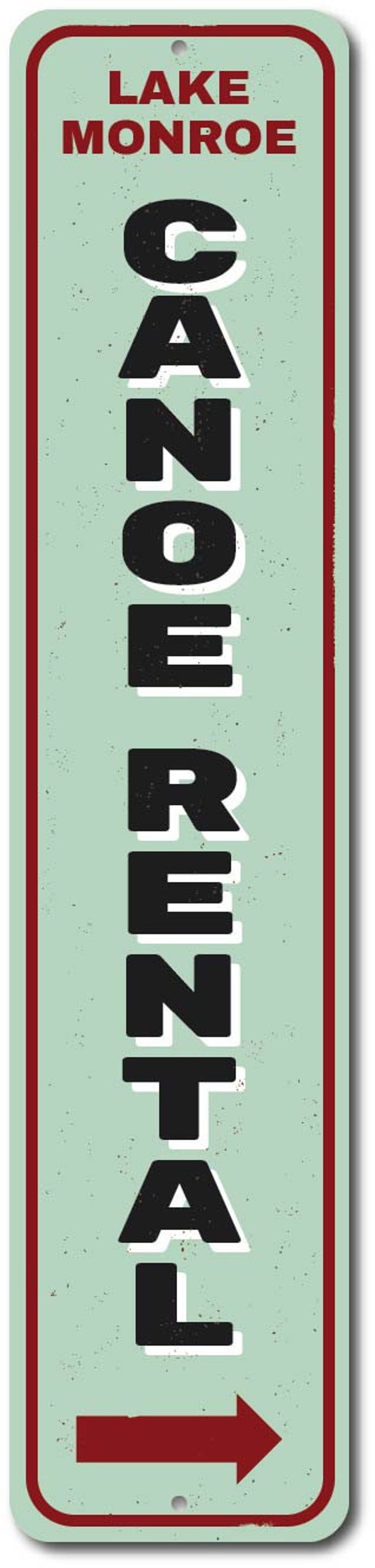 Canoe Rental Arrow Sign Personalized Vertical Lake House | Etsy