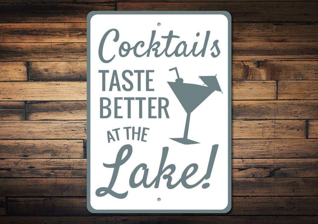 Cocktails Sign, Lake Drinks Sign, Lake Bar Sign, Lake Bar Decor, Funny ...