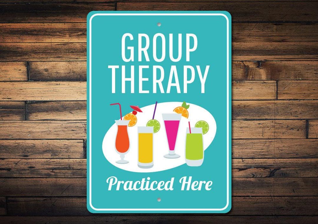 Group Therapy Sign, Funny Therapy Gift, Social Drinker Gift, Group ...