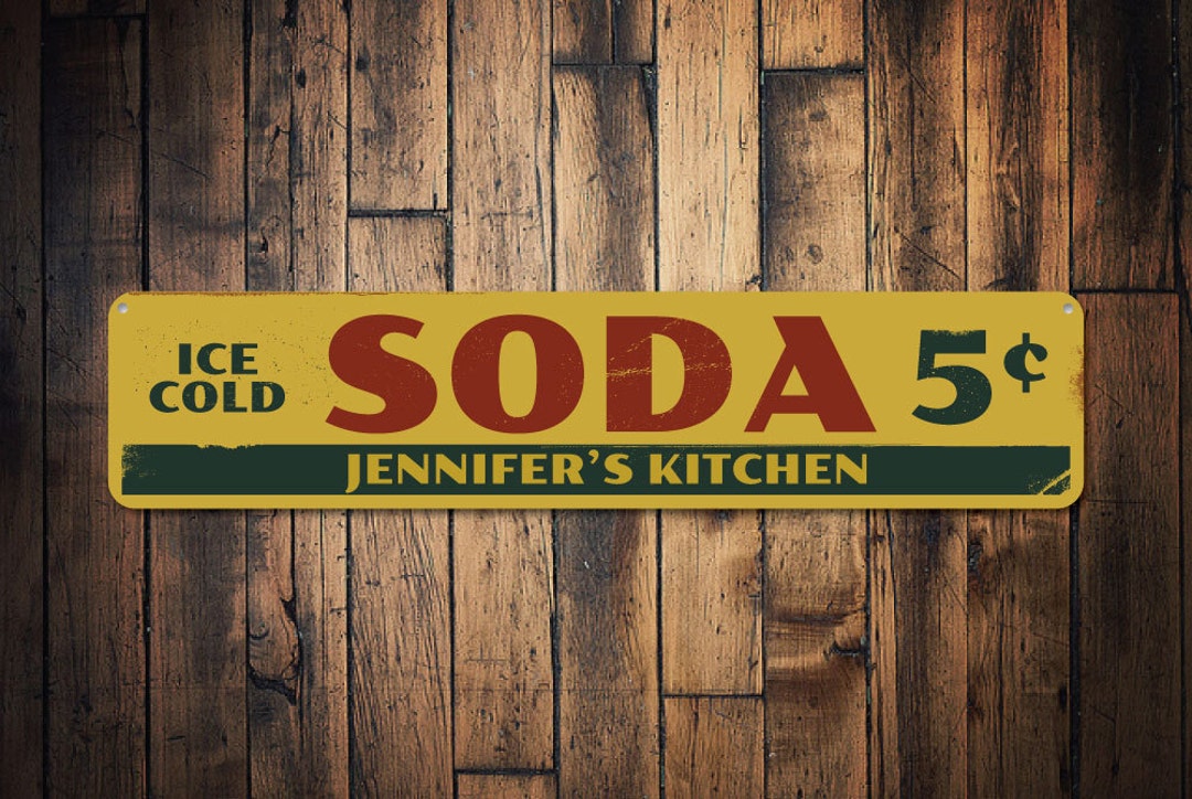 Letrero de 5 centavos de refresco helado, letrero de cocina con nombre ...