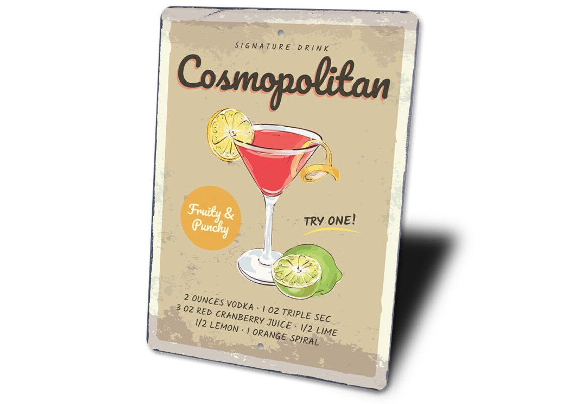Cosmopolitan Signature Drink Sign Custom Drink Gift Custom - Etsy