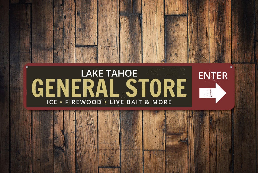Lake General Store Sign, Personalized Enter Arrow Ice Firewood Bait ...