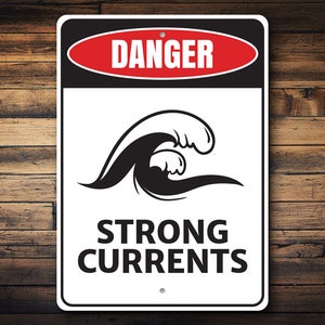 Strong Current Sign, Strong Currents, Surfers House Gift, Metal Surf ...